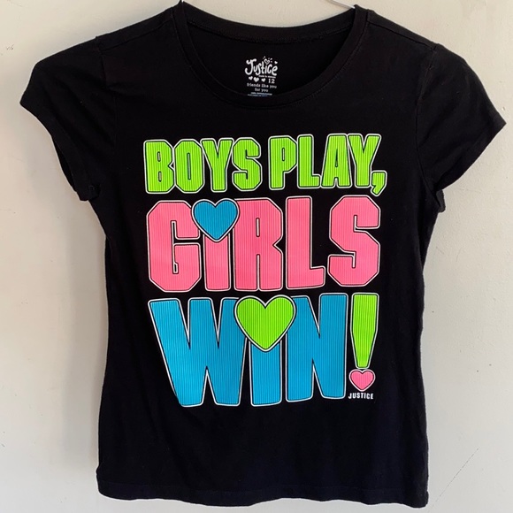 Justice | Shirts & Tops | Justice Girls 2 Black Tee With Colorful Boys ...